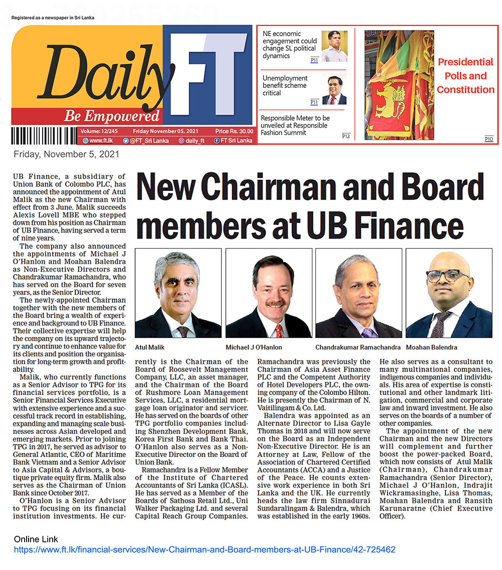 UB Finance PLC - A Union Bank Company
